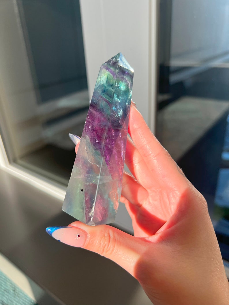 Rare High-quality Natural Genuine Blue Rainbow Clear Fluorite Obelisks ...