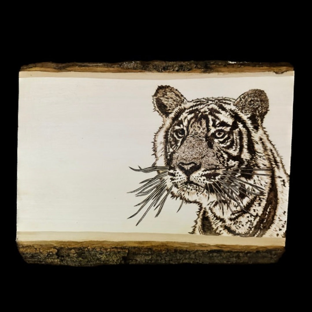 Tiger Wood Burning Pyrography - Etsy