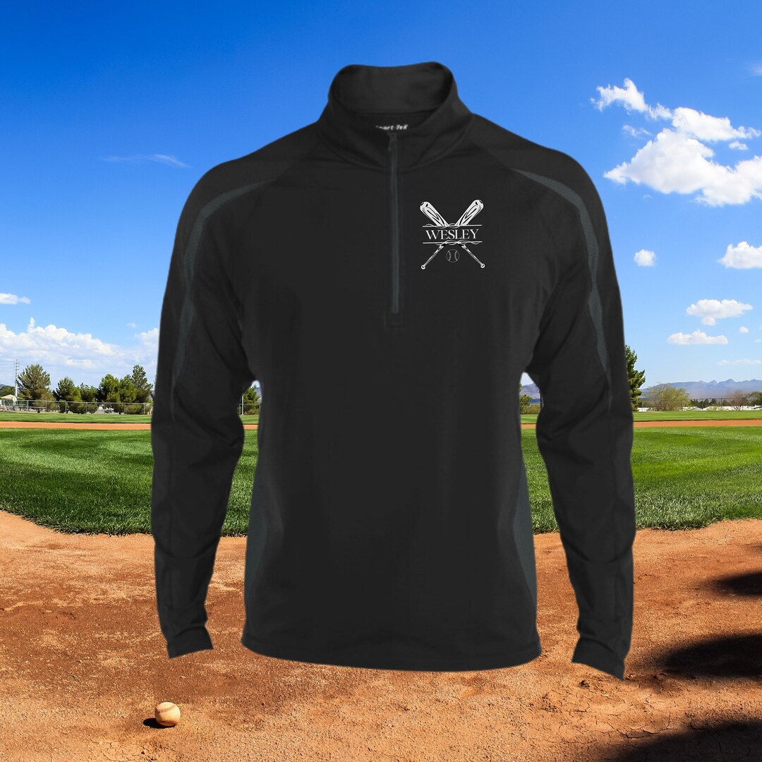 Personalized Baseball Sweatshirt, Custom Half Zip Pullover Sweater ...