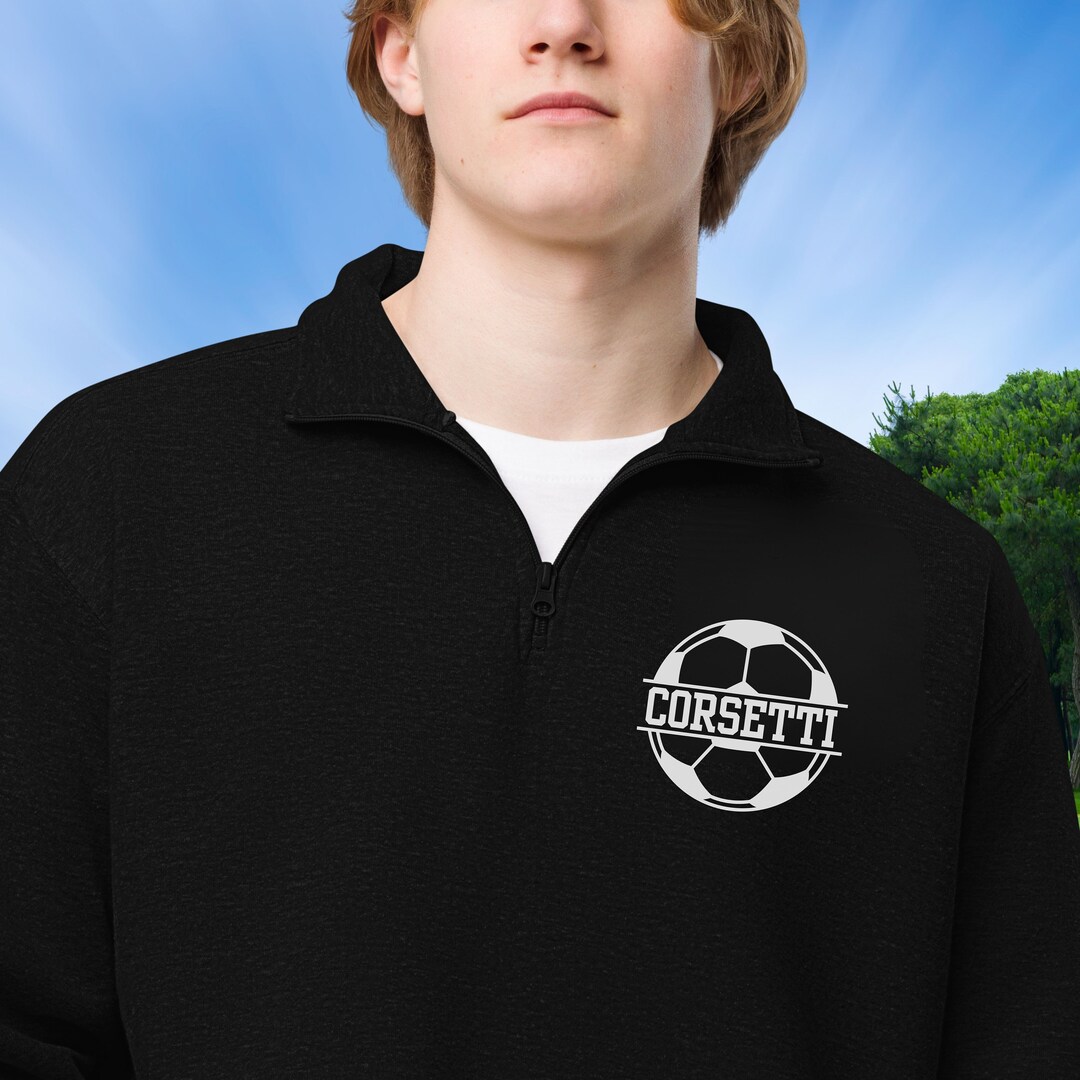 Personalized Fleece Soccer Quarter-zip, Pullover Sweater, Custom Soccer ...