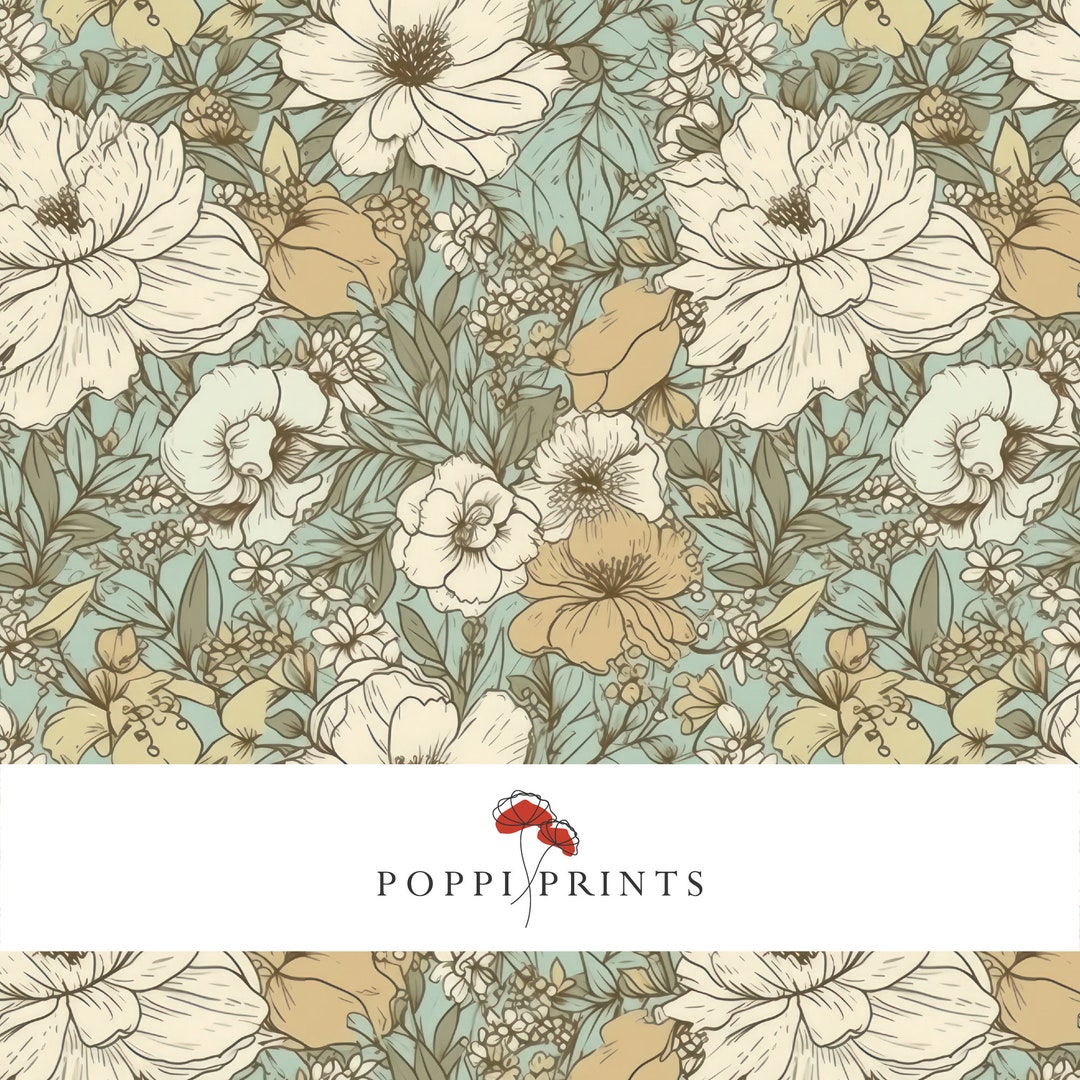 Fresh Spring Green Floral Bouquet - Seamless Pattern | Watercolor ...