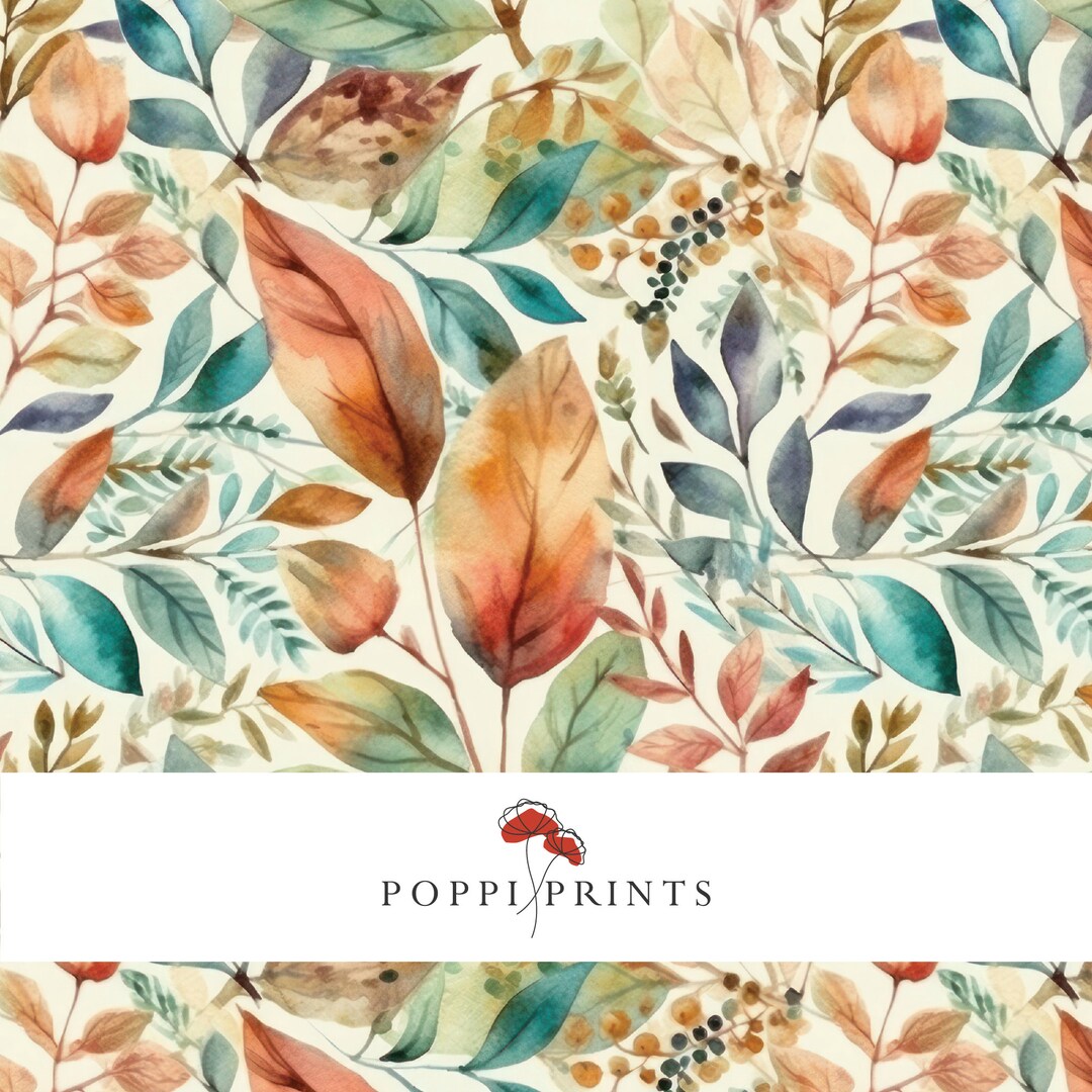 Watercolor Festive Fall Tossed Leaves Foliage - Seamless Pattern | Fall ...