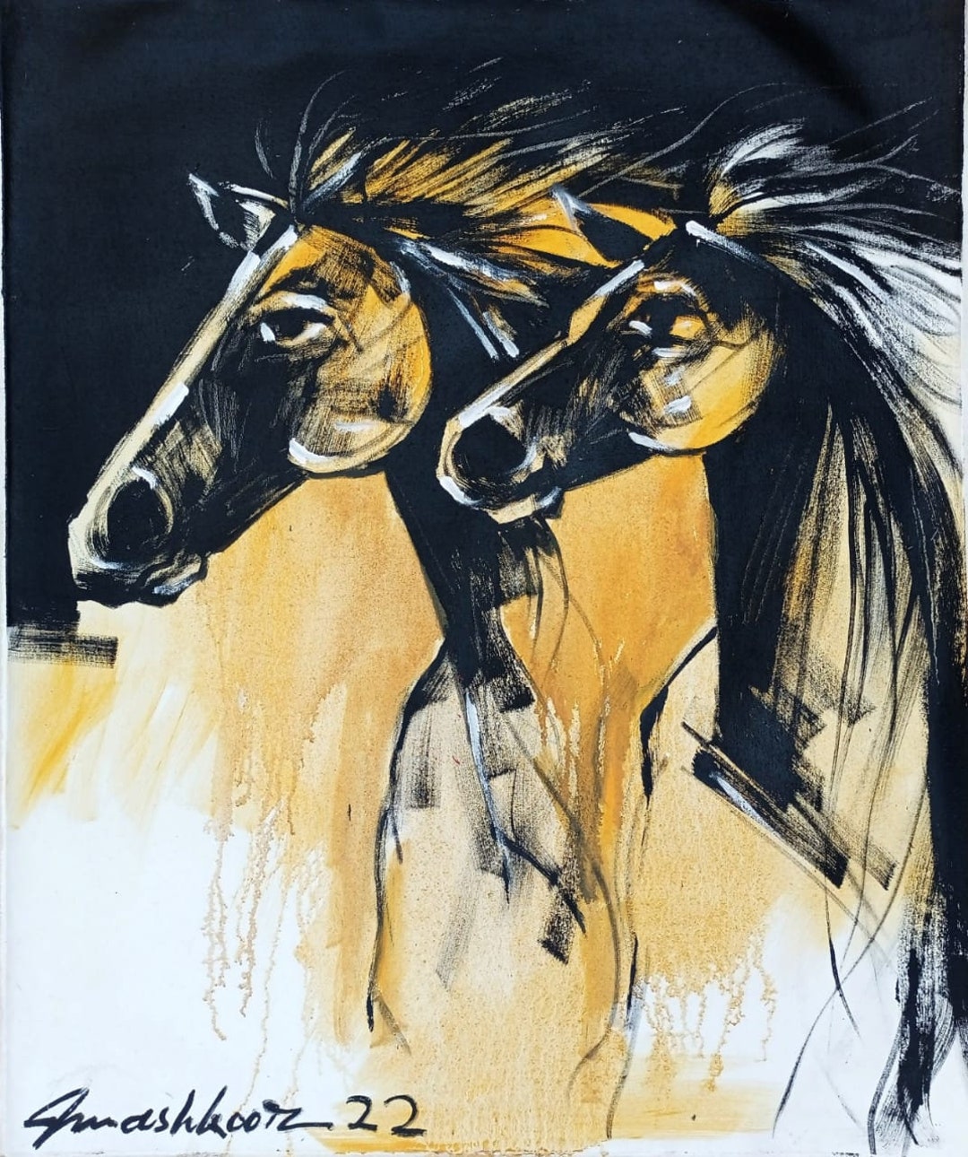 30x48 Inches Horses in Love Abstract Art Original Art Acrylic - Etsy