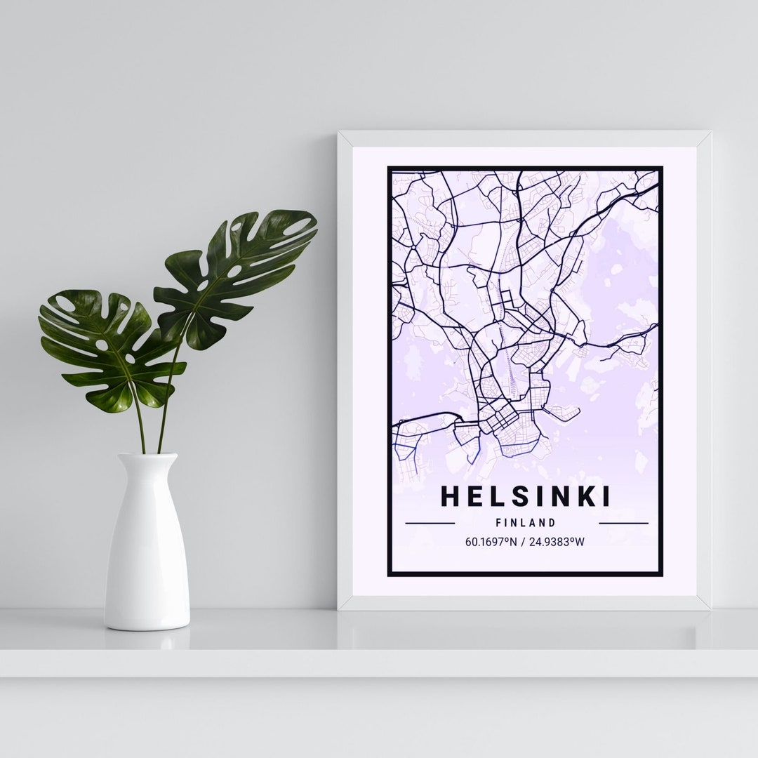 Helsinki City Map Prints, World Map Art Decor, Map Coordinate Download ...