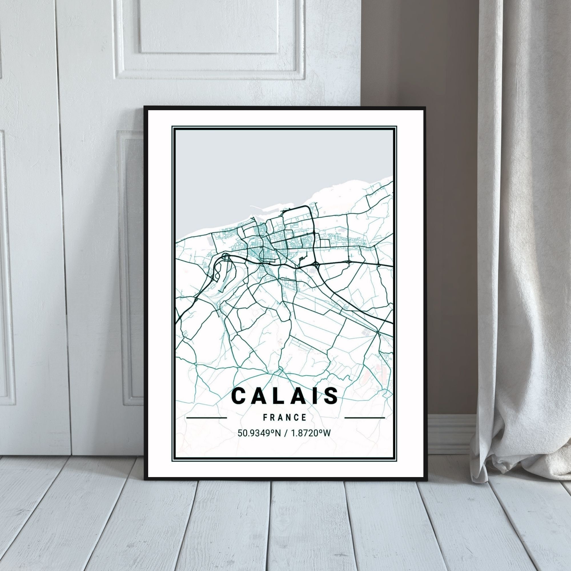 Calais City Map Prints, World Map Art Decor, Map Coordinate Download ...