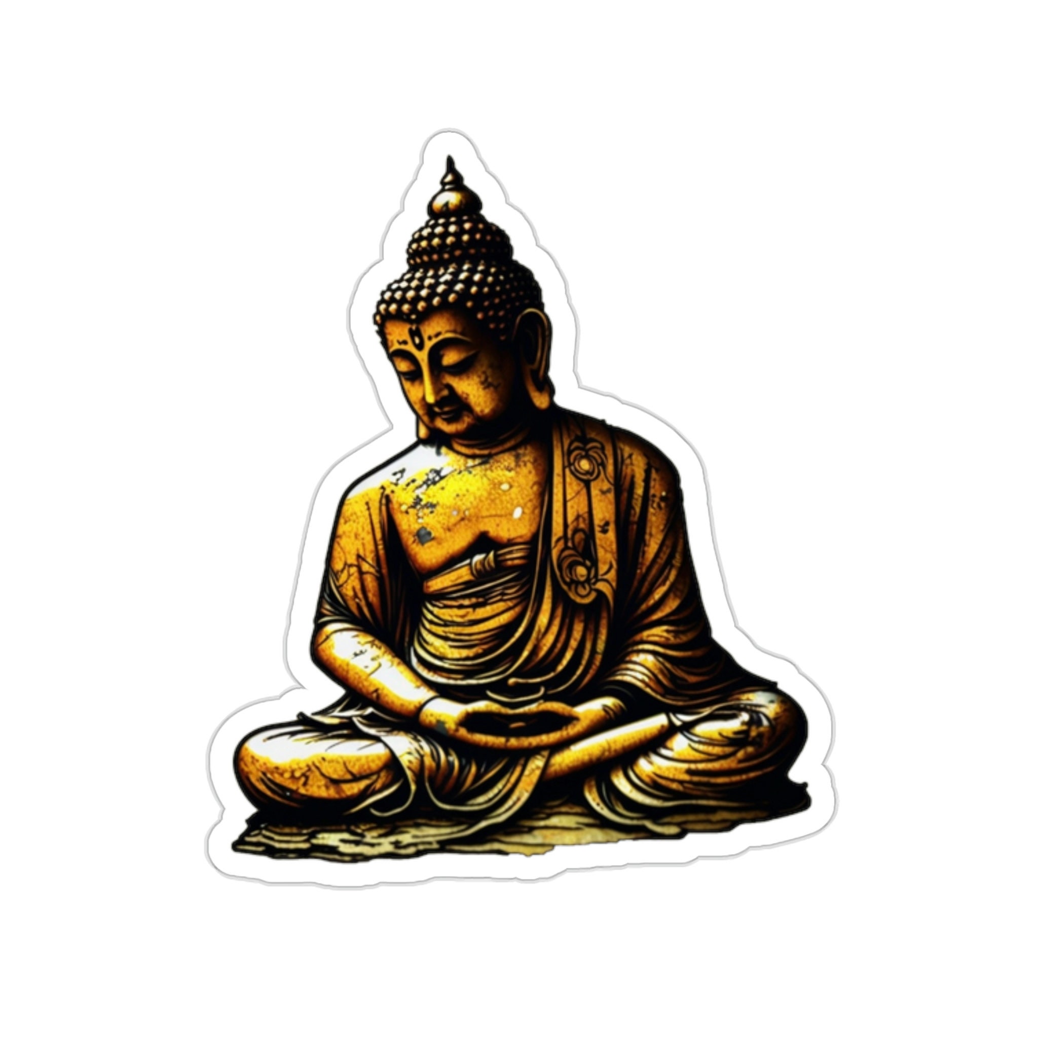 Buddha Sticker Yoga Spiritual Peaceful Colorful Inspiring Water Bottle ...