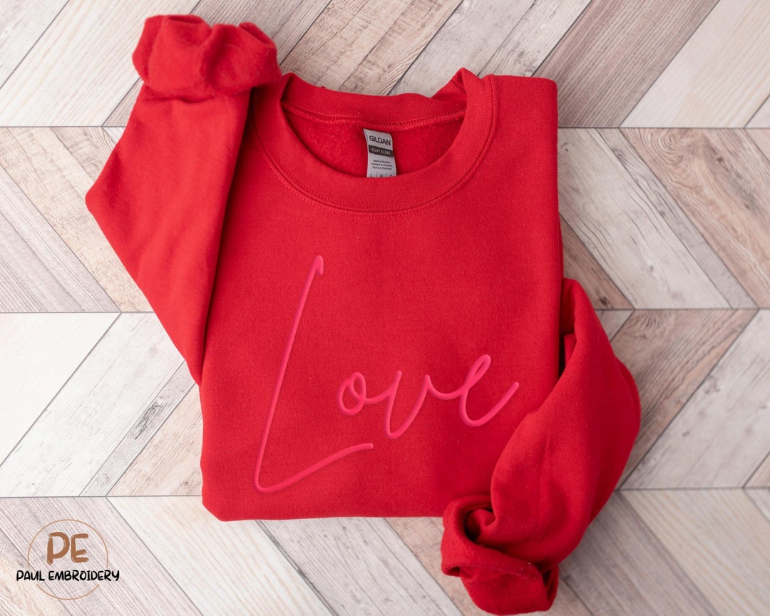 Custom Embossed Valentine Love Sweatshirt, Personalised Name or Initial ...