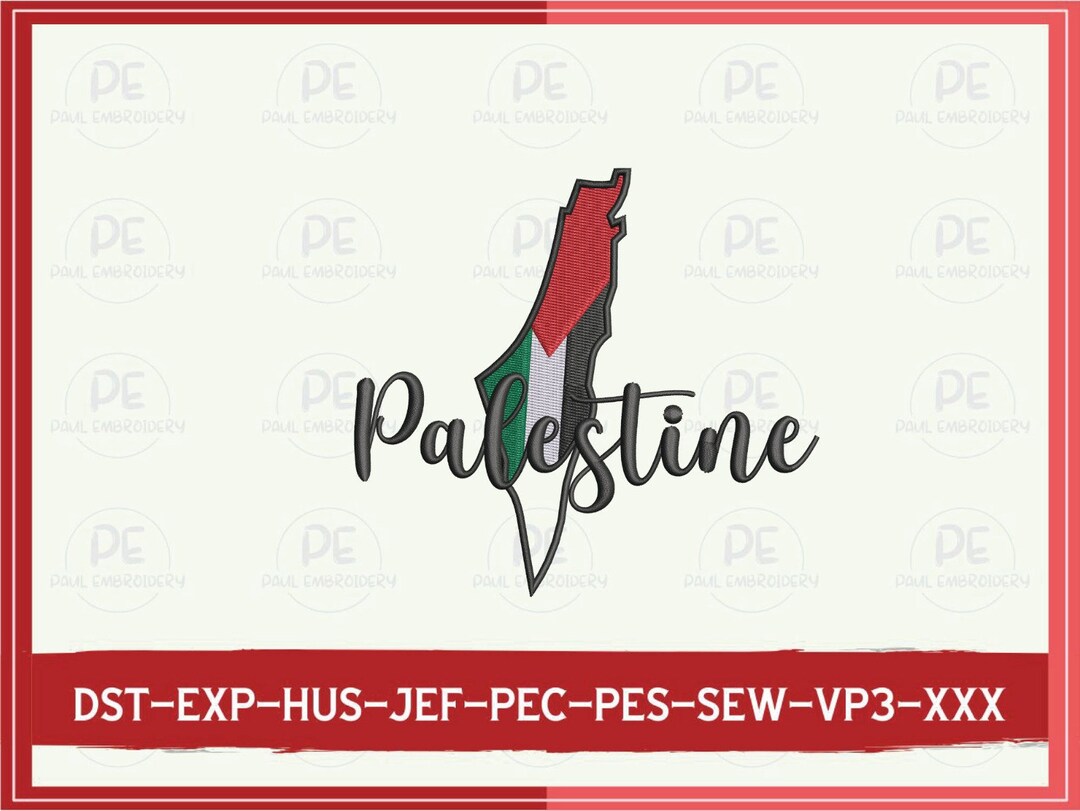 Palestine Map Embroidery Design, Palestine Flag Machine Embroidery ...