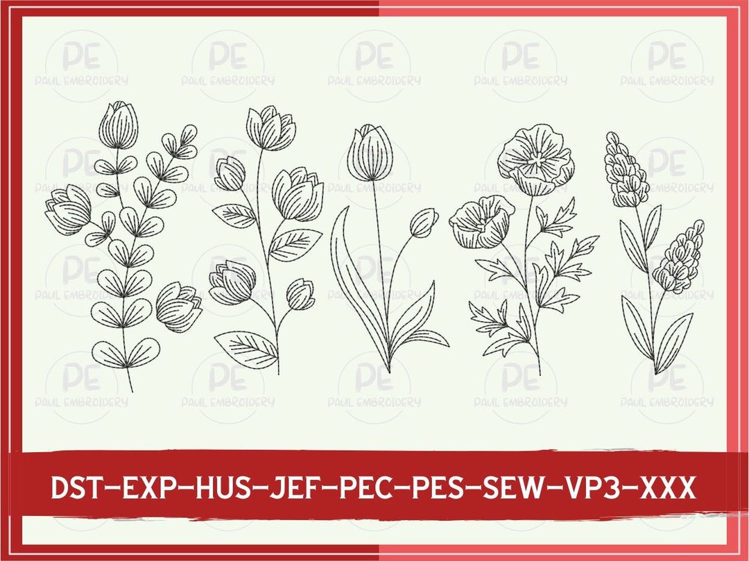 Birth Month Flowers Embroidery File, Wildflowers Digital Embroidery ...