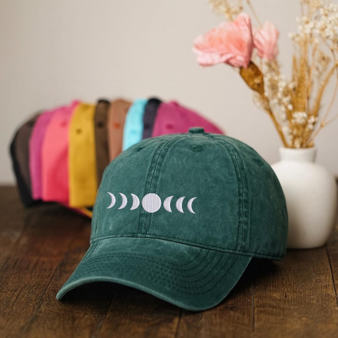 Moon Phase Embroidered Baseball Cap, Vintage Astrology Aesthetic Hats ...