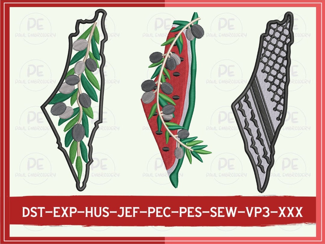 Palestine Maps Embroidery Designs, Palestine Flag Maps Machine ...