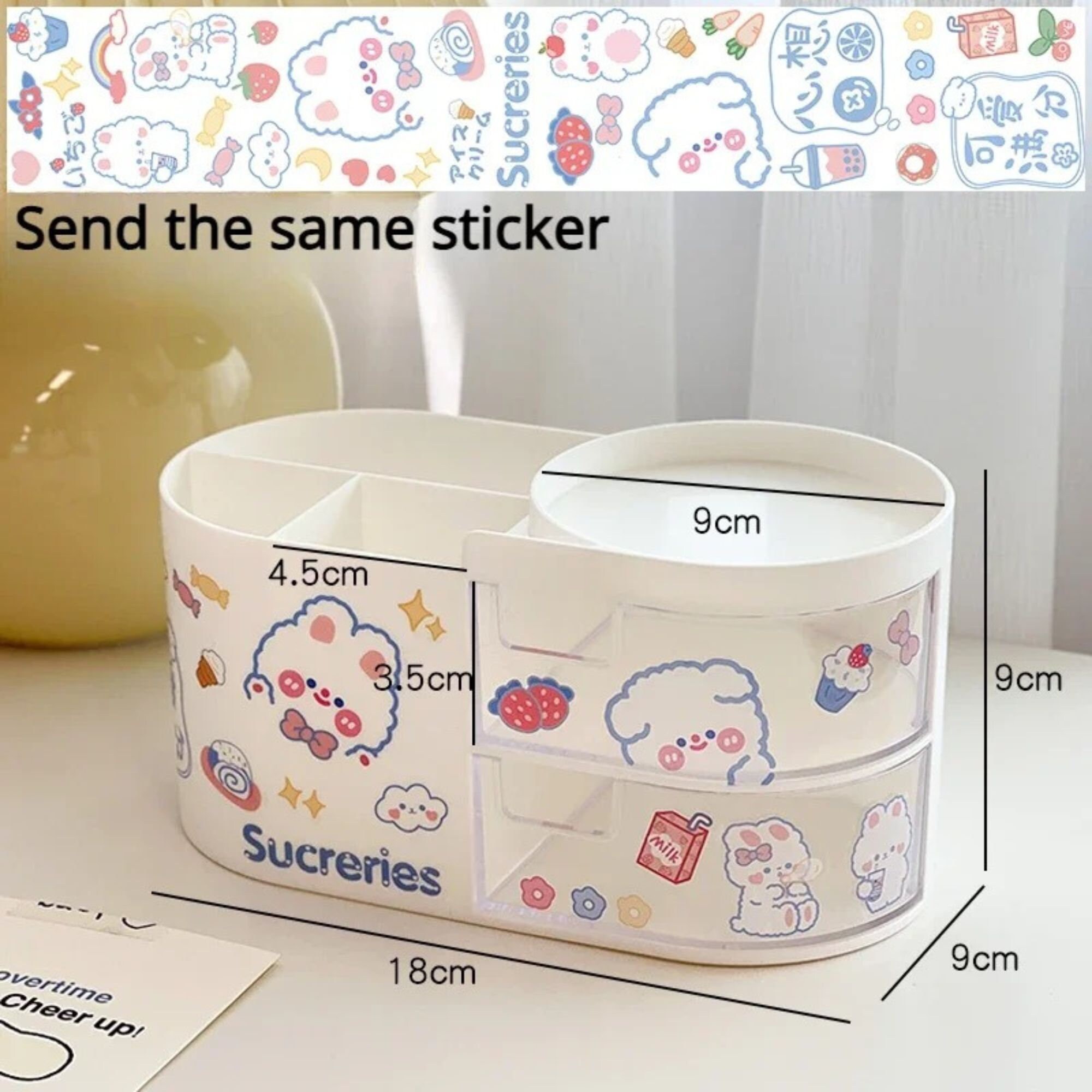 Kawaii Desk Organizer With Drawers Cute Small Stationary Storage Box ...