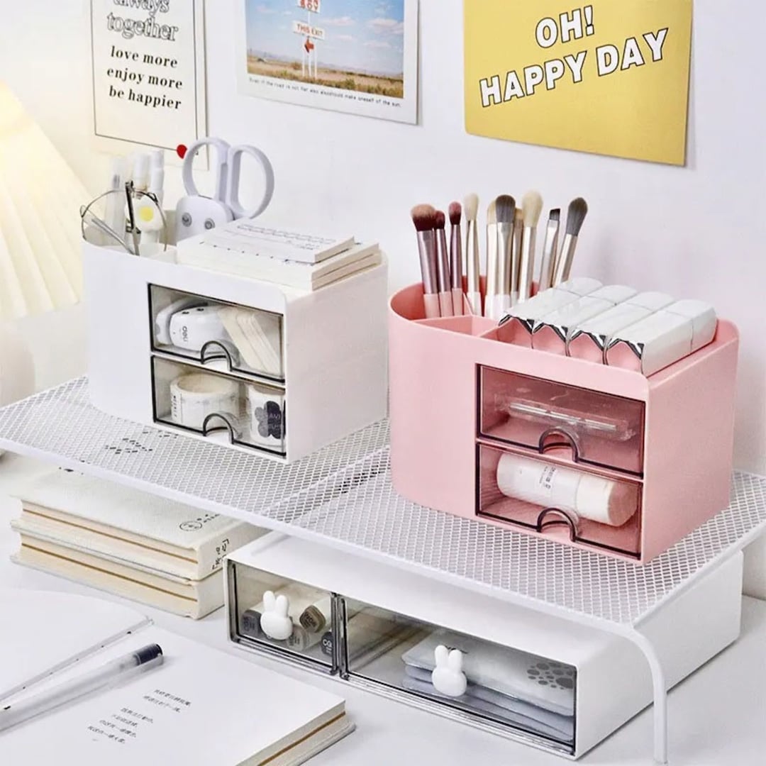 Wooden Desk Organizer With Drawers Cute Small Multifunctional ...