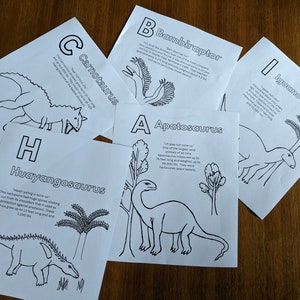 Dinosaur Alphabet Printable Coloring Pages - Etsy