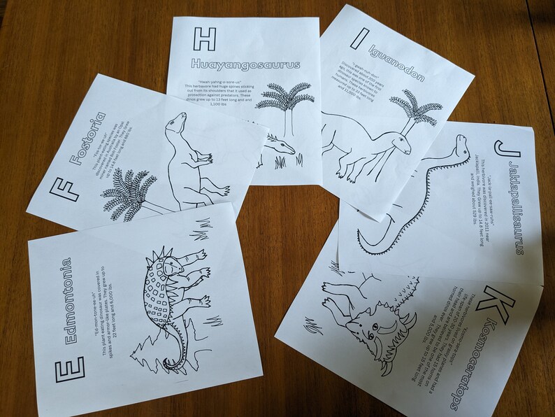 Dinosaur Alphabet Printable Coloring Pages - Etsy
