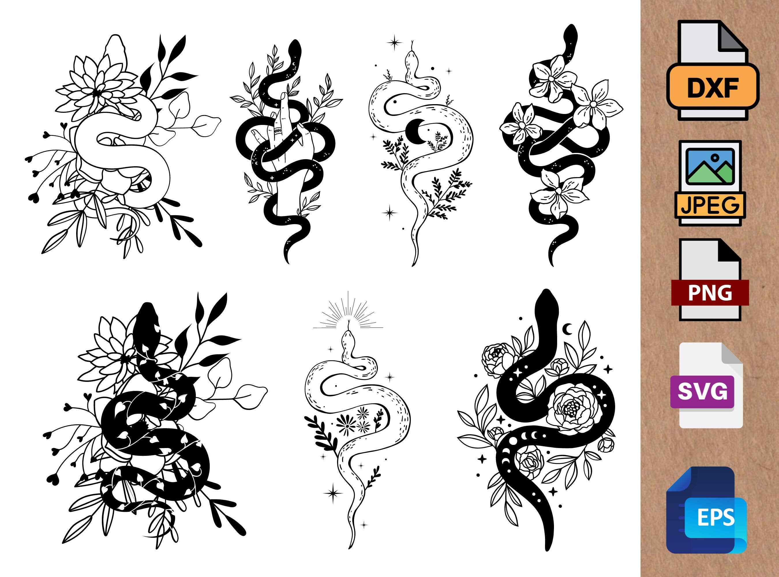 Snake Svg Bundle Floral Snake Svg Celestial Snake Svg Snake - Etsy