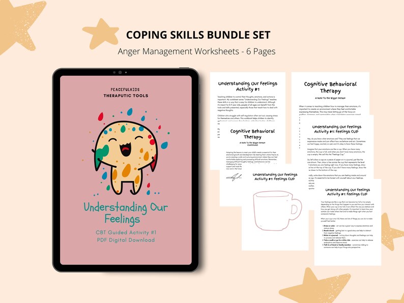Bundle Therapy Worksheet for Kids Anxiety Self Confidence Workbook ...