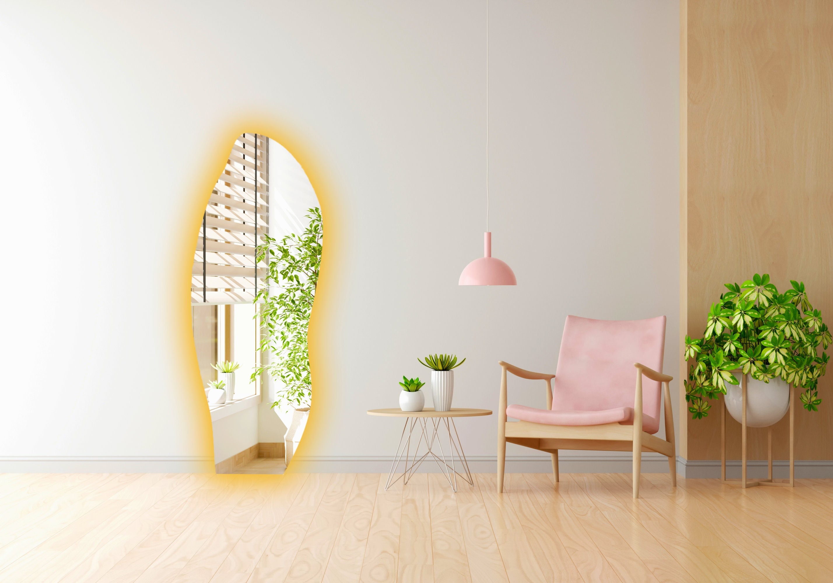 Wavy Full Leght Led Mirror Curvy Led Mirrorled Mirror - Etsy