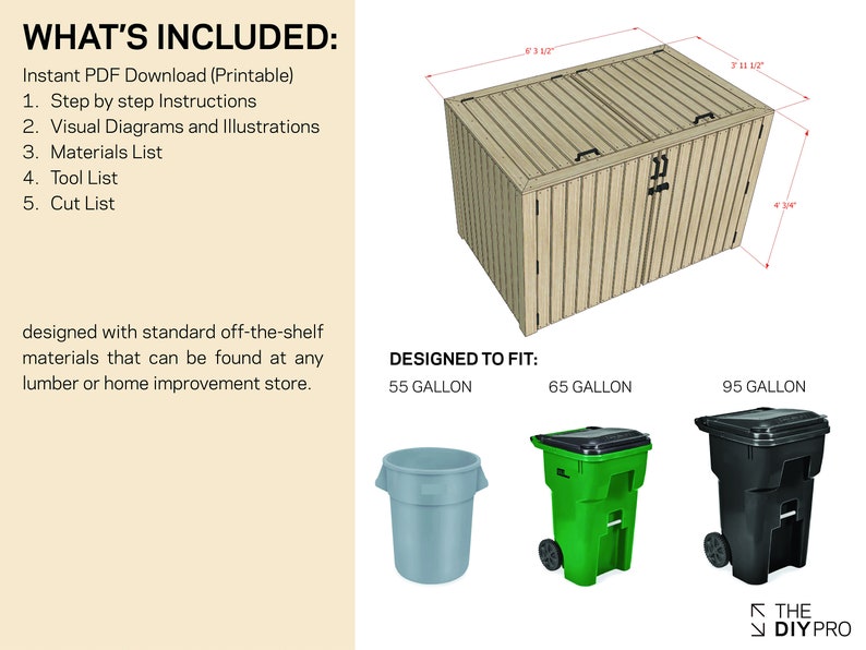 DIY Garbage Bin Storage Enclosure - Digital Download PDF Plans - Etsy