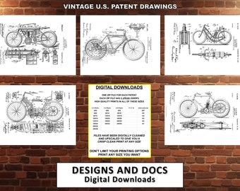 5 Motorcycle Patent Drawings – (set 7) - Digital Download – Upscaled ...