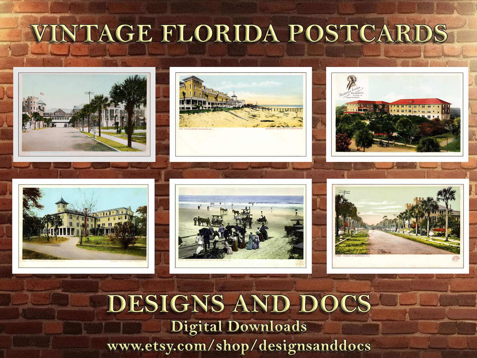 6 Vintage Florida Postcards– Digital Download – Florida Scenes – 6” X 4 ...