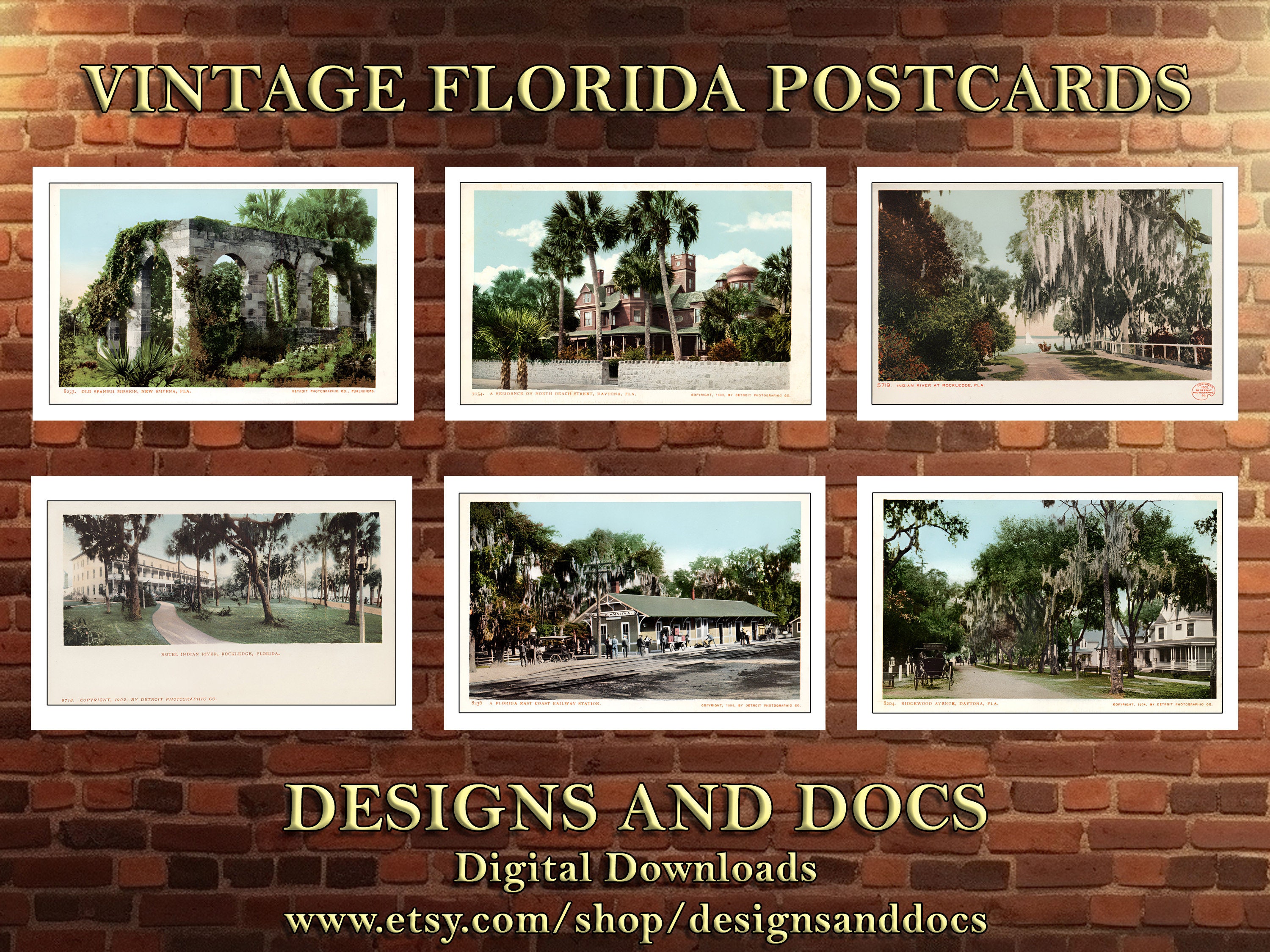6 Vintage Florida Postcards– Digital Download – Florida Scenes – 6” X 4 ...