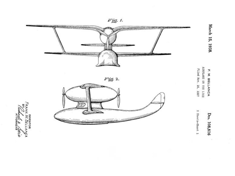 5 Vintage Vintage Airplane Patent Drawings – Set 11 - Digital Download ...