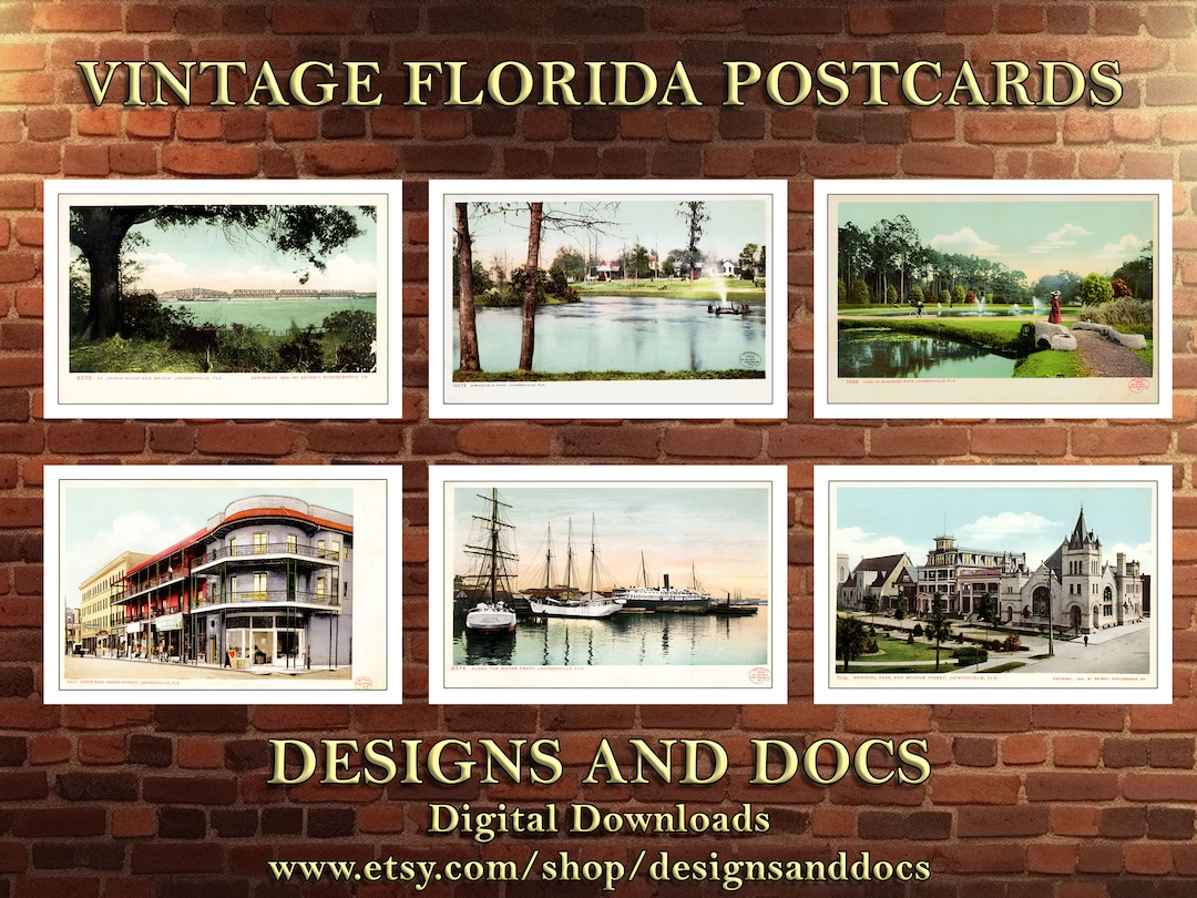 6 Vintage Florida Postcards– Digital Download – Florida Scenes – 6” X 4 ...