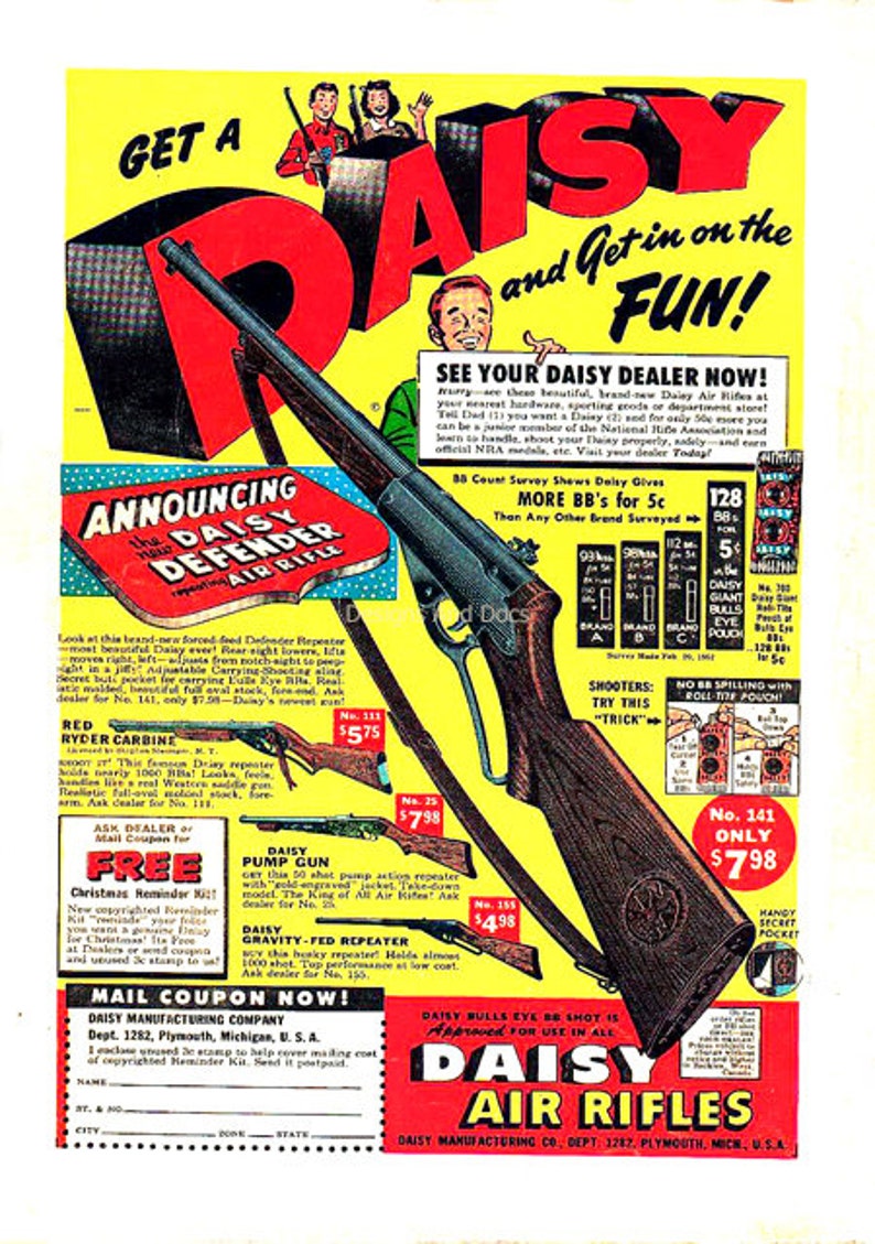 5 Vintage Daisy Rifle Comic Book Ads – Public Domain – Printable ...