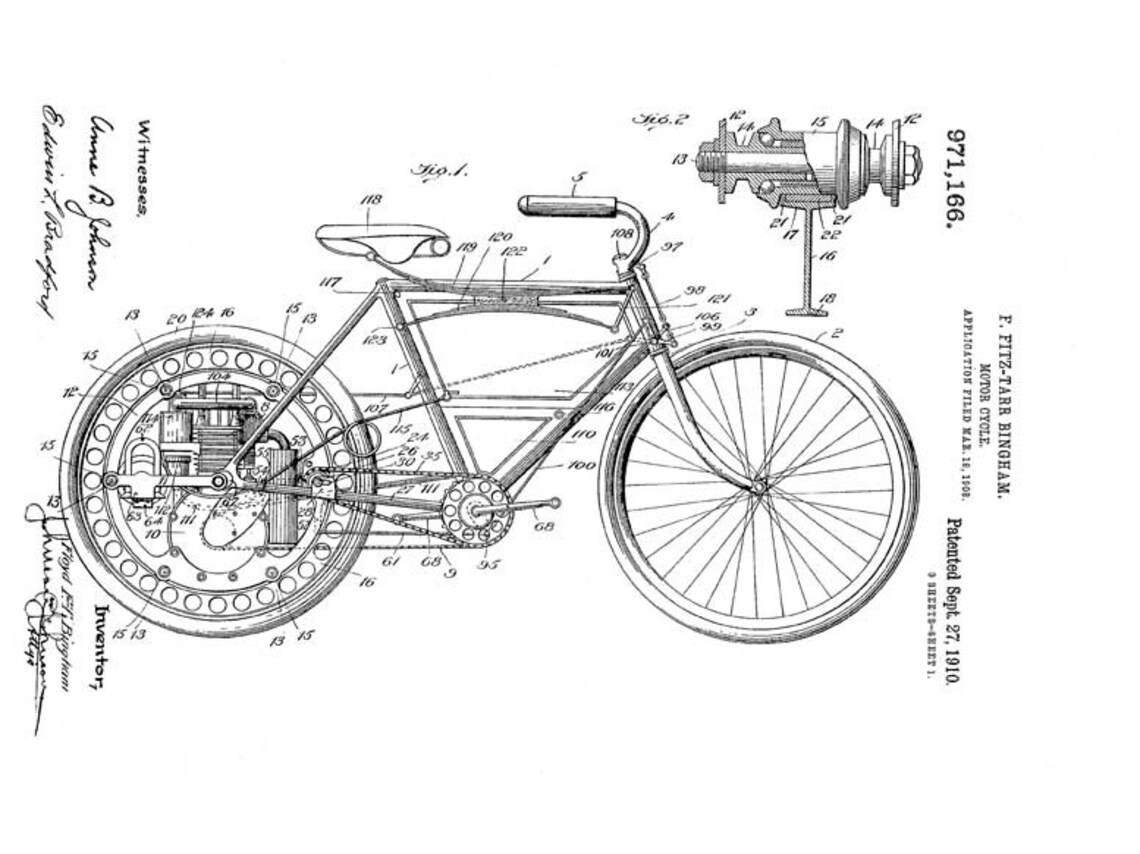 5 Motorcycle Patent Drawings – (set 7) - Digital Download – Upscaled ...
