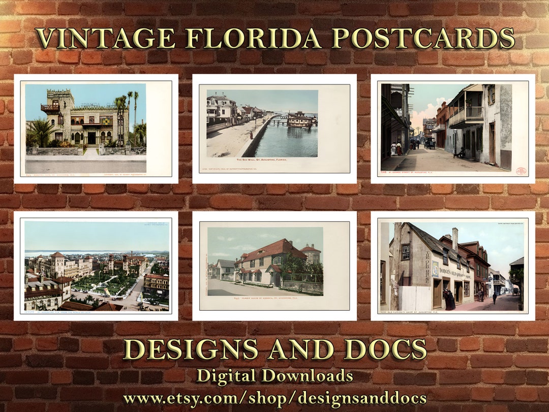 6 Vintage Florida Postcards Digital Download Florida Scenes 6 X 4 ...