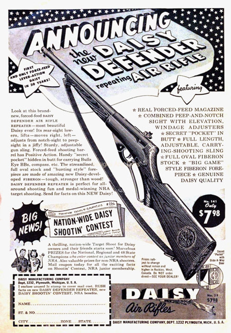 5 Vintage Daisy Rifle Comic Book Ads – Public Domain – Printable ...