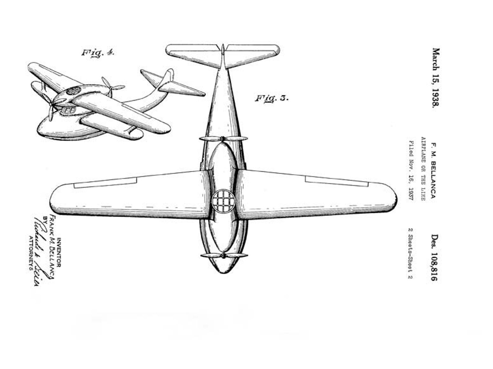 5 Vintage Vintage Airplane Patent Drawings – Set 11 - Digital Download ...