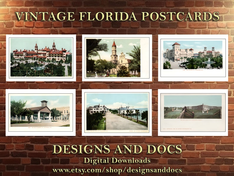 6 Vintage Florida Postcards– Digital Download – Florida Scenes – 6” X 4 ...