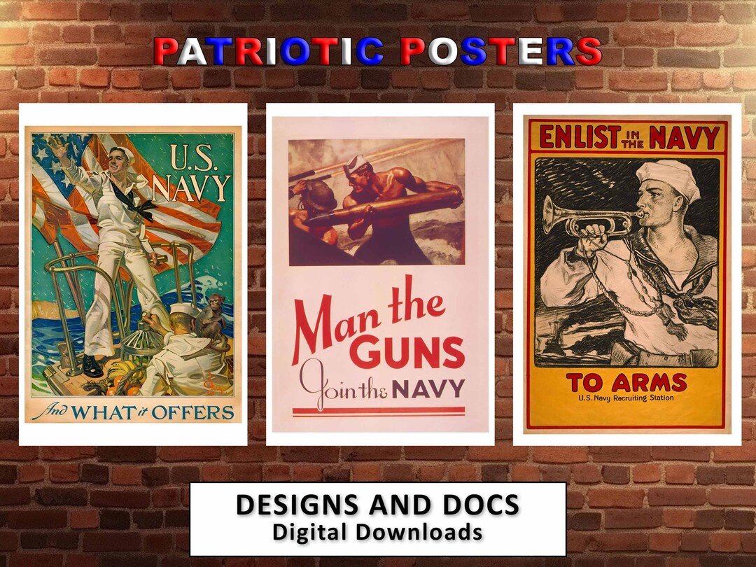3 Vintage Patriotic Posters – Set 11 - Digital Download – Wall Art ...