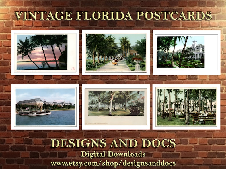 6 Vintage Florida Postcards– Digital Download – Florida Scenes – 6” X 4 ...