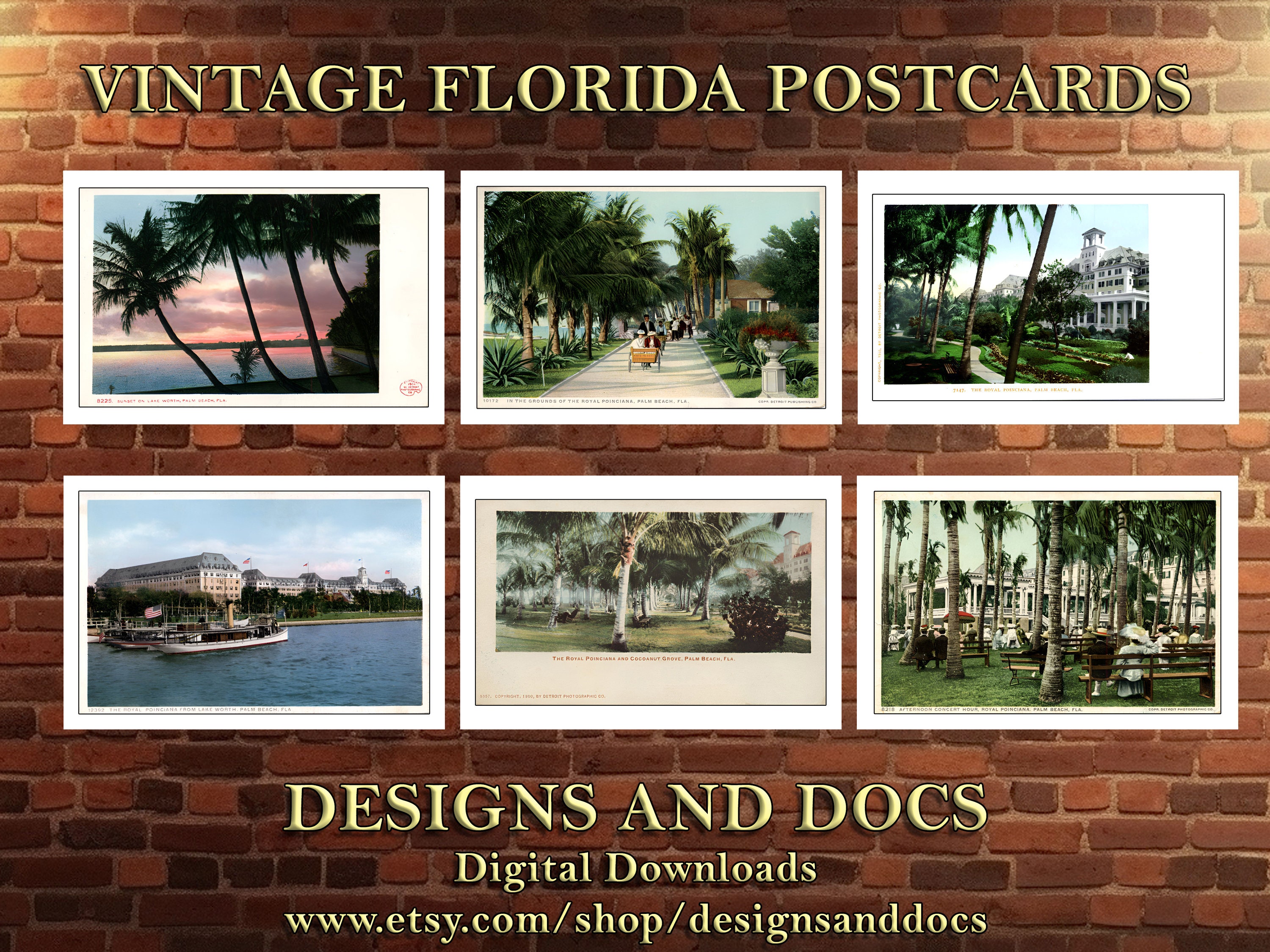6 Vintage Florida Postcards– Digital Download – Florida Scenes – 6” X 4 ...