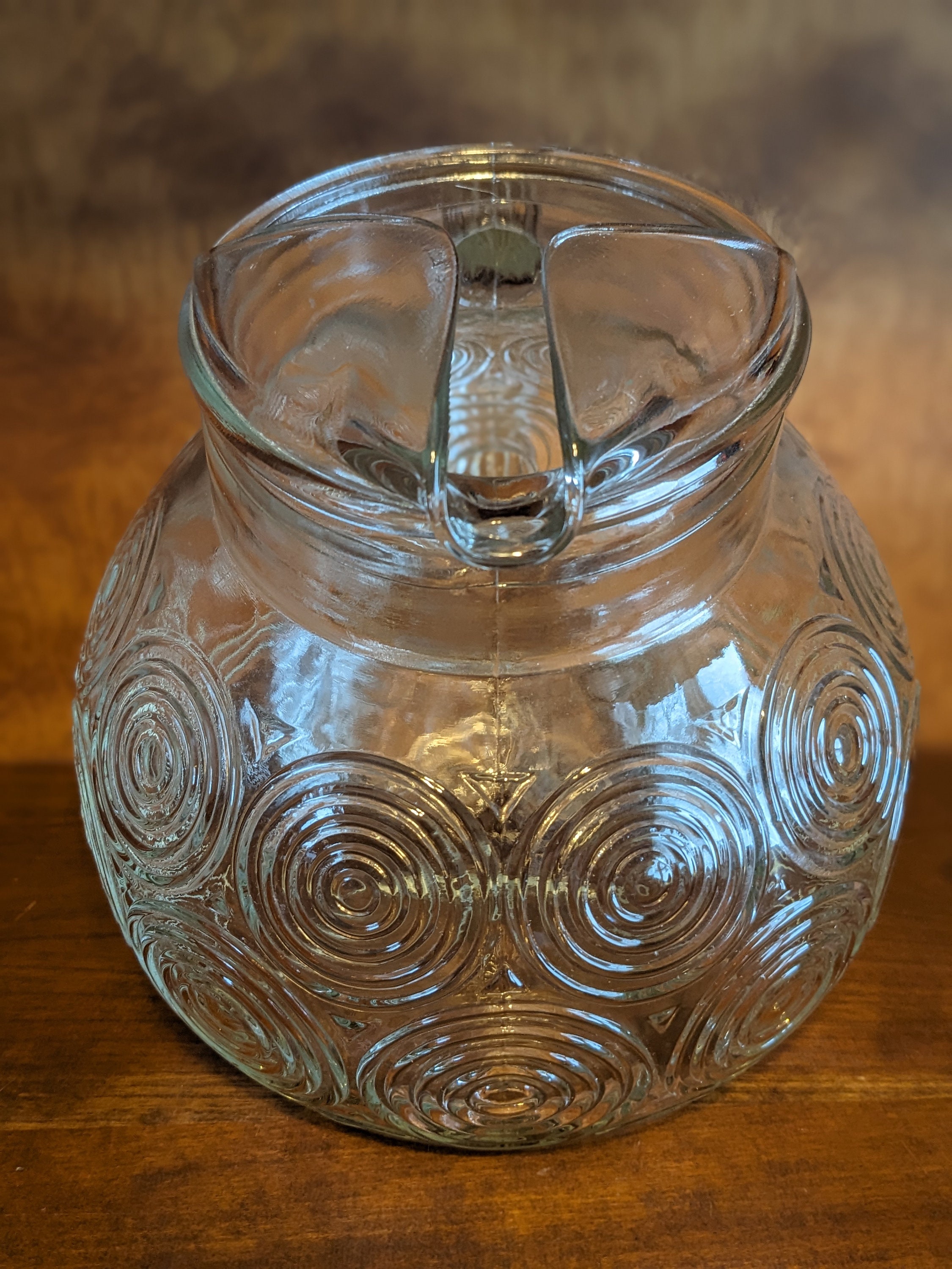 Anchor Hocking MCM Mid-century Bullseye Line Ball Tilt Pitcher - Etsy