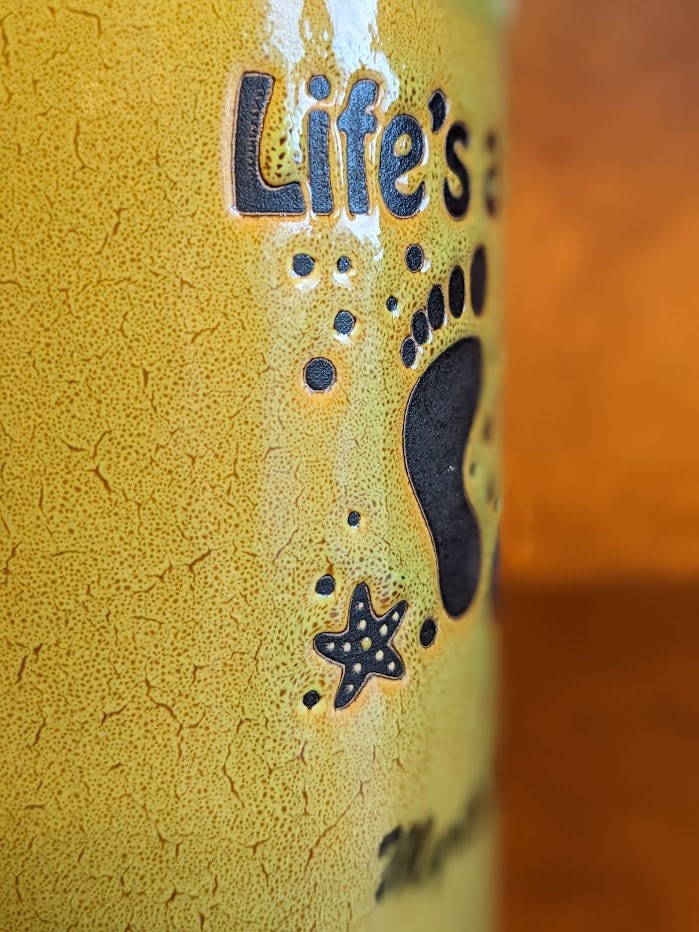 LIFE'S A BEACH Myrtle Beach Tall Avocado Green and Brown Coffee Mug ...