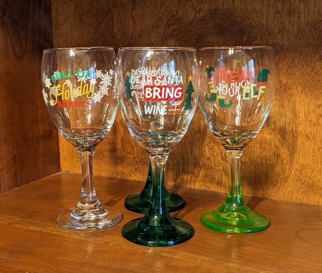 Christmas Holiday Wine Glasses Barware ~ Set of 4 - Etsy