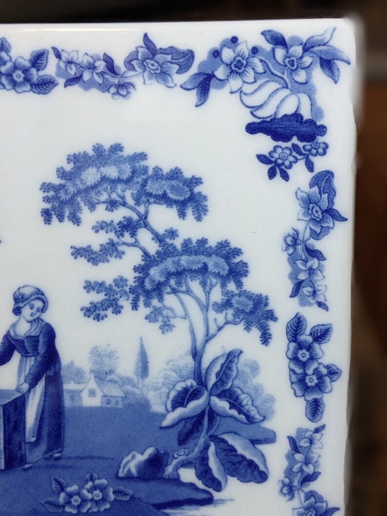 Spode Blue Room Collection Lady at the Well Cobalt Blue on White Wall ...