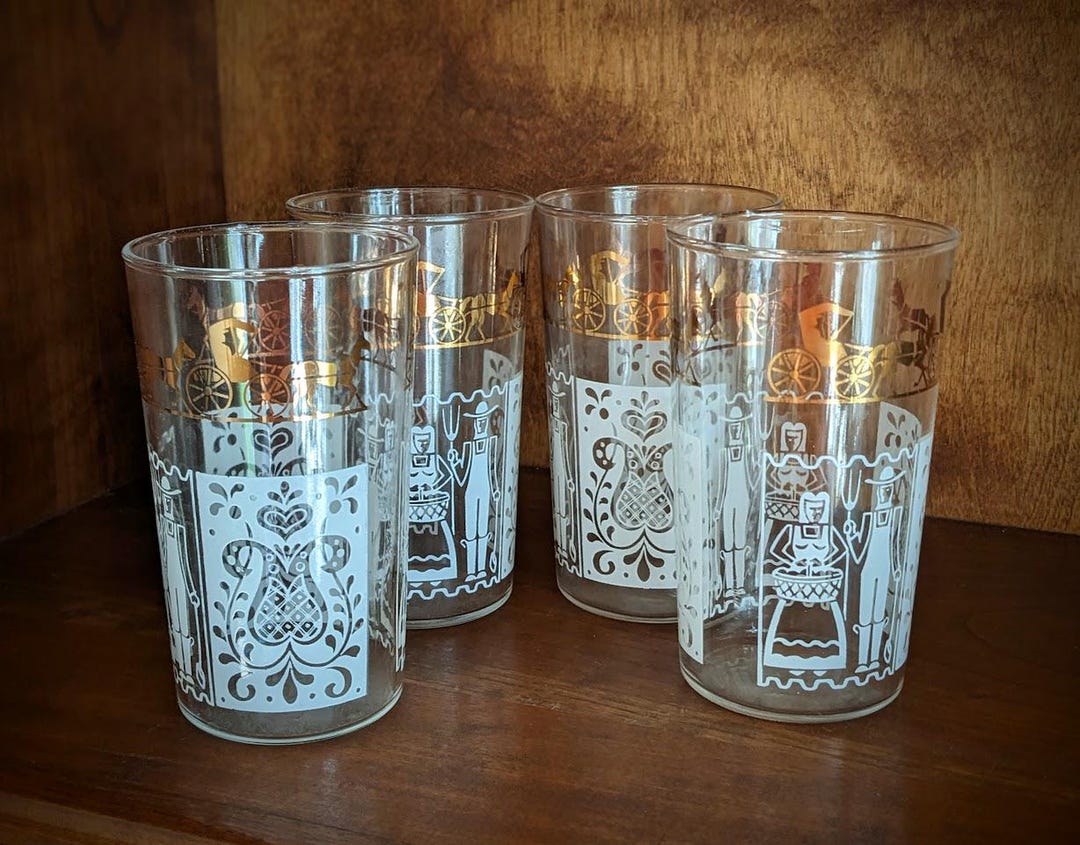 Anchor Hocking Butterprint Pennsylvania Dutch 10 Oz Juice Drink Glasses ...