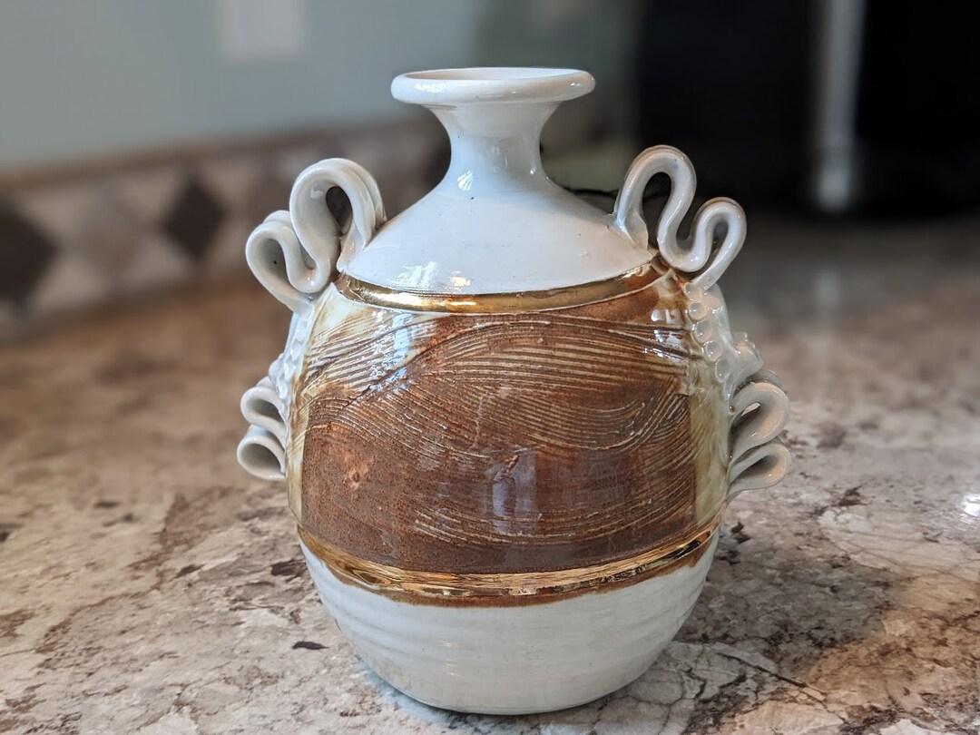 STB Hand Thrown Studio Pottery Jar With Cherubs/angels on Scrolled ...