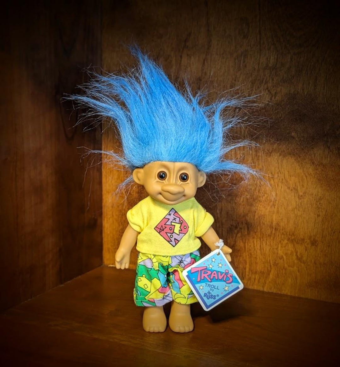 Travis Troll by Russ Vintage 90s 6.5" Boy Troll Doll With Blue Hair ...