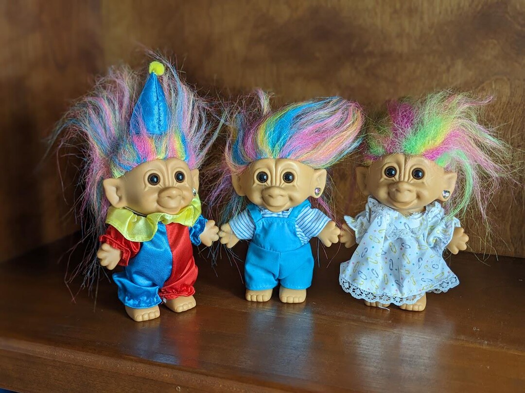 Vintage Bright of America Rainbow Troll Dolls Including Clown Troll ...