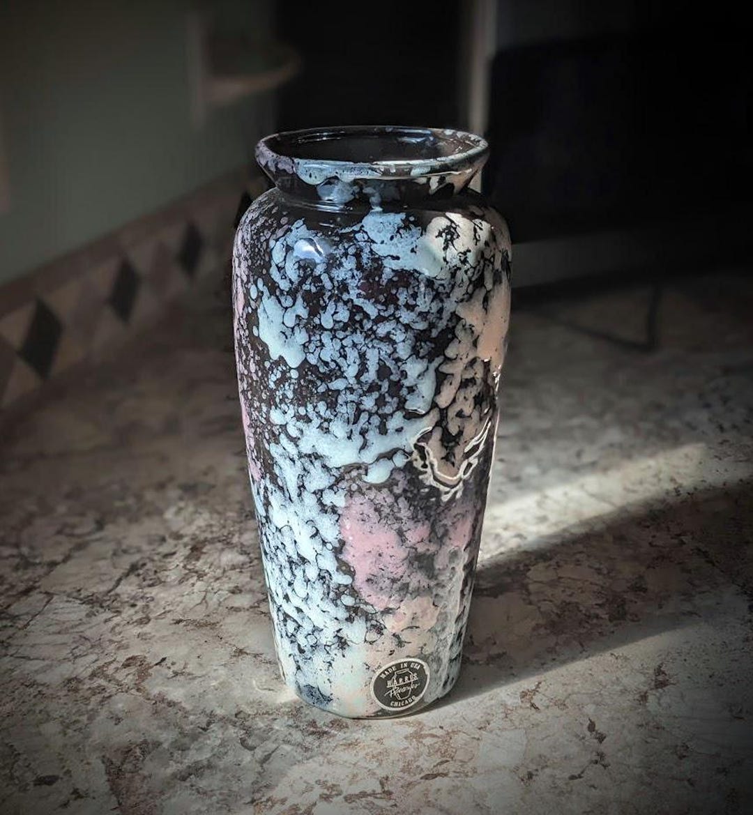 Harris Pottery Chicago Tall Drip Sponge Splatter Pink, Blue, Black ...
