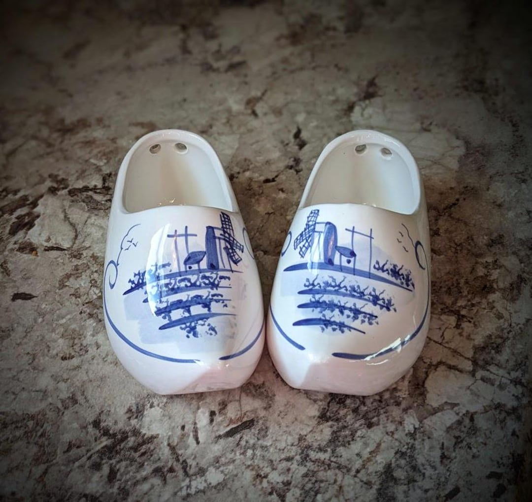 Delft Blue Style Ceramic Hand Painted Clogs or Dutch Girl Shoes - Etsy
