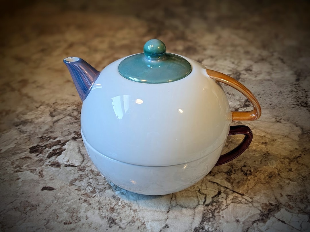 Pottery Barn Tea for One Stackable Single Serve China Teapot and Teacup ...