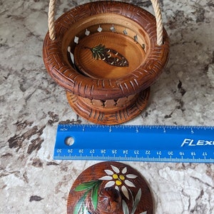 Hand Carved and Hand Painted Small Wooden Basket Coaster Holder and Trinket Box - Etsy