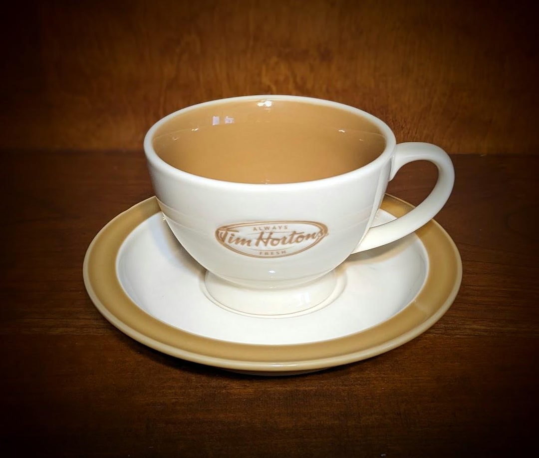 Vintage Tim Hortons Coffee Cup Teacup and Matching Saucer in off White ...